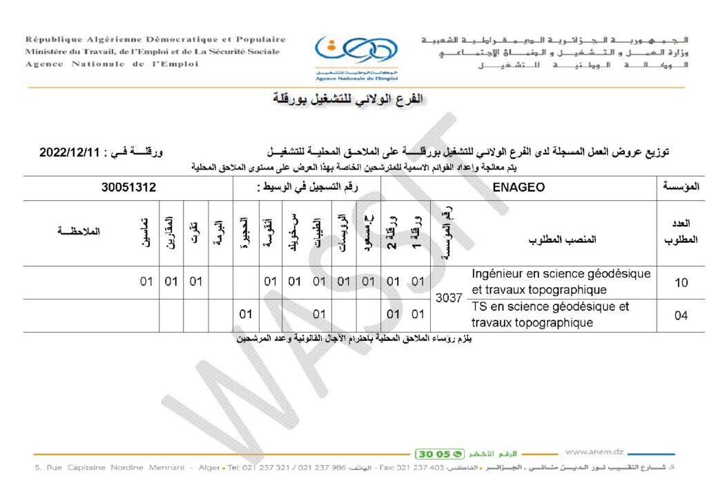 عرض عمل بالمؤسسة الوطنية للجيوفيزياء ENAGEO - مدونة التوظيف في الجزائر