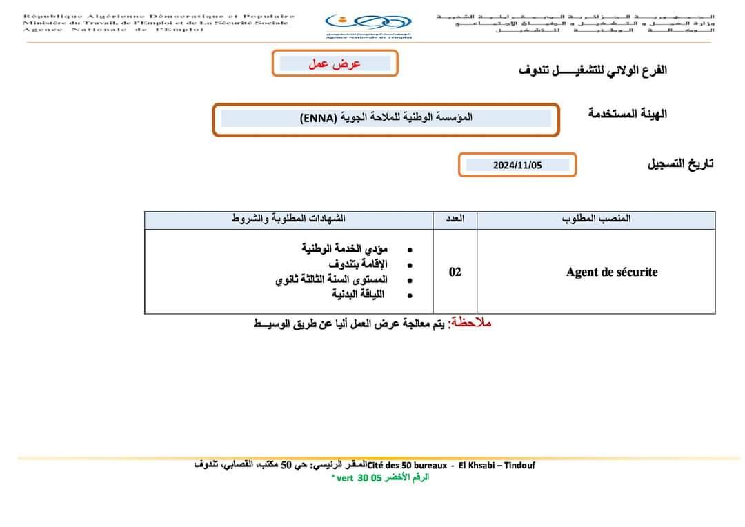 عرض عمل بالمؤسسة الوطنية للملاحة الجوية (ENNA) - مدونة التوظيف في الجزائر